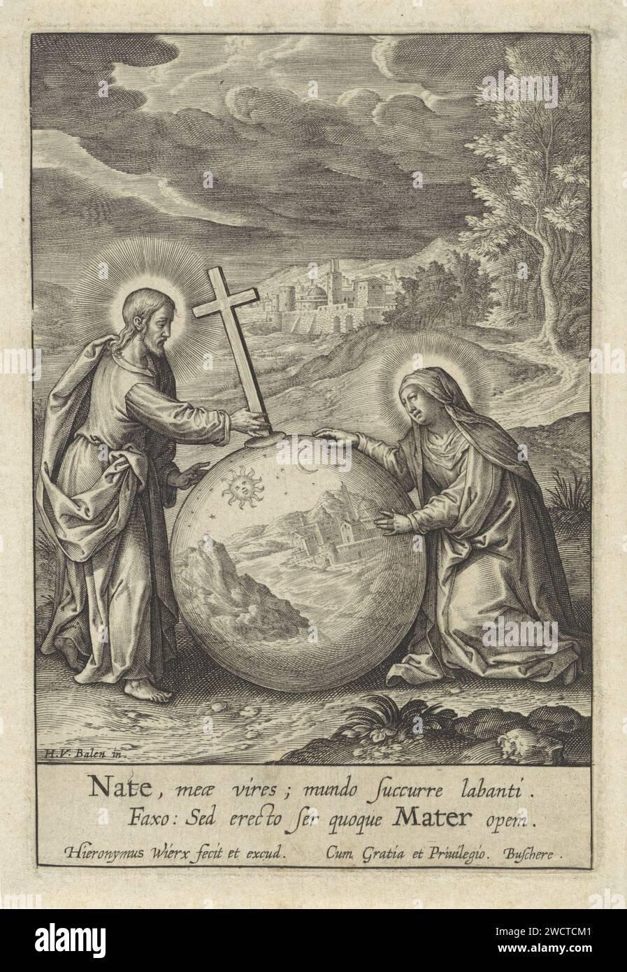 Christ and Maria at a Rijksapp in a landscape, Hieronymus Wierix, After ...
