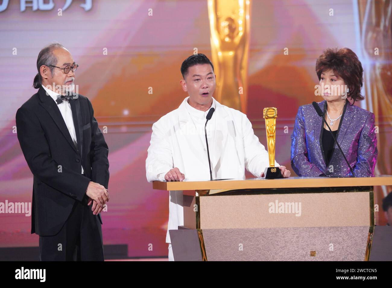 Hong Kong actor Lam Tsz-sin wins award of TVB Best Supporting Actor in Macau, China. 14th Jan ...