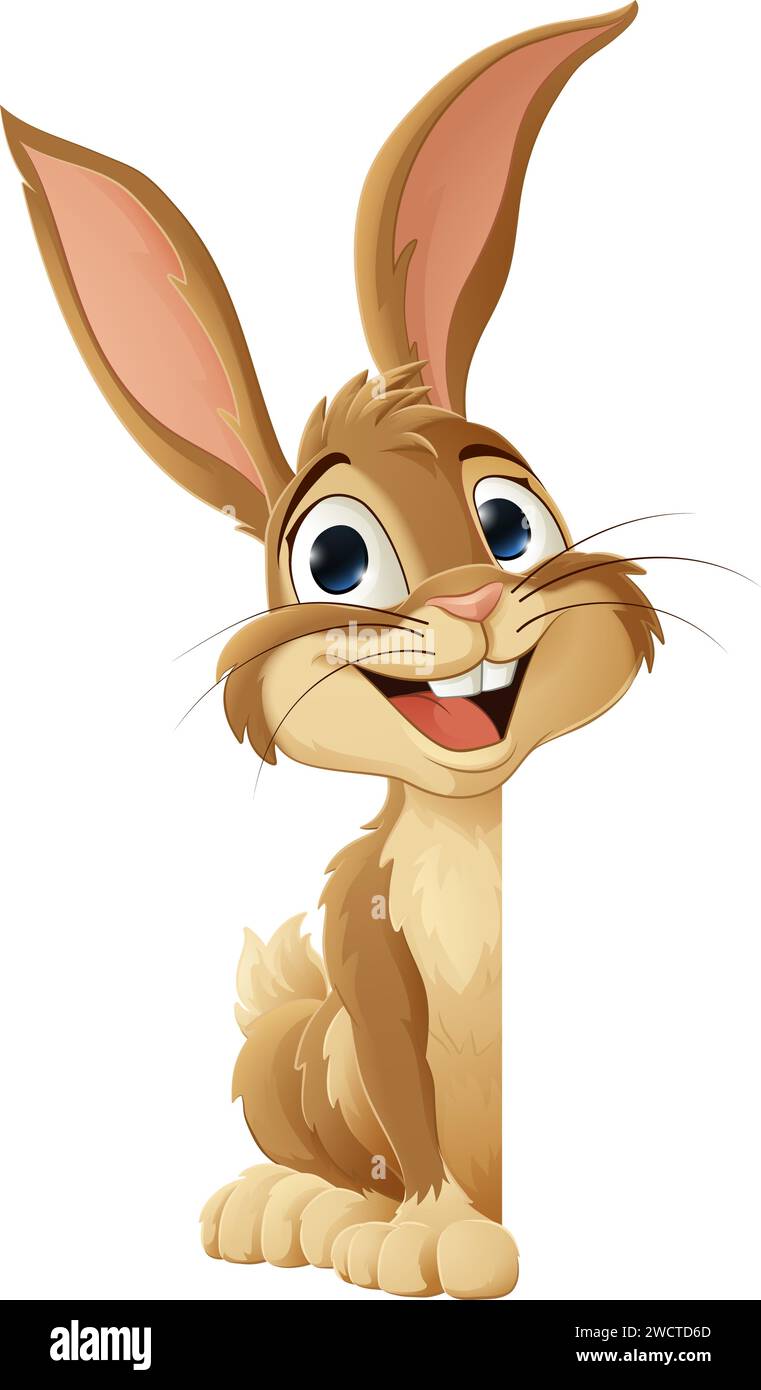 Easter Bunny Rabbit Peeking Around Sign Cartoon Stock Vector Image ...