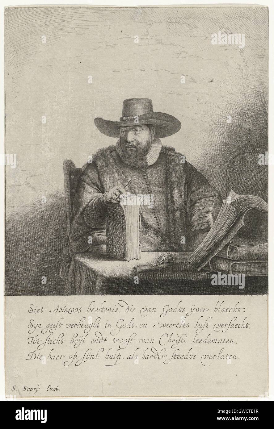 Portrait of the Baptist pastor Cornelis Claesz. Anslo, Salomon Savery ...