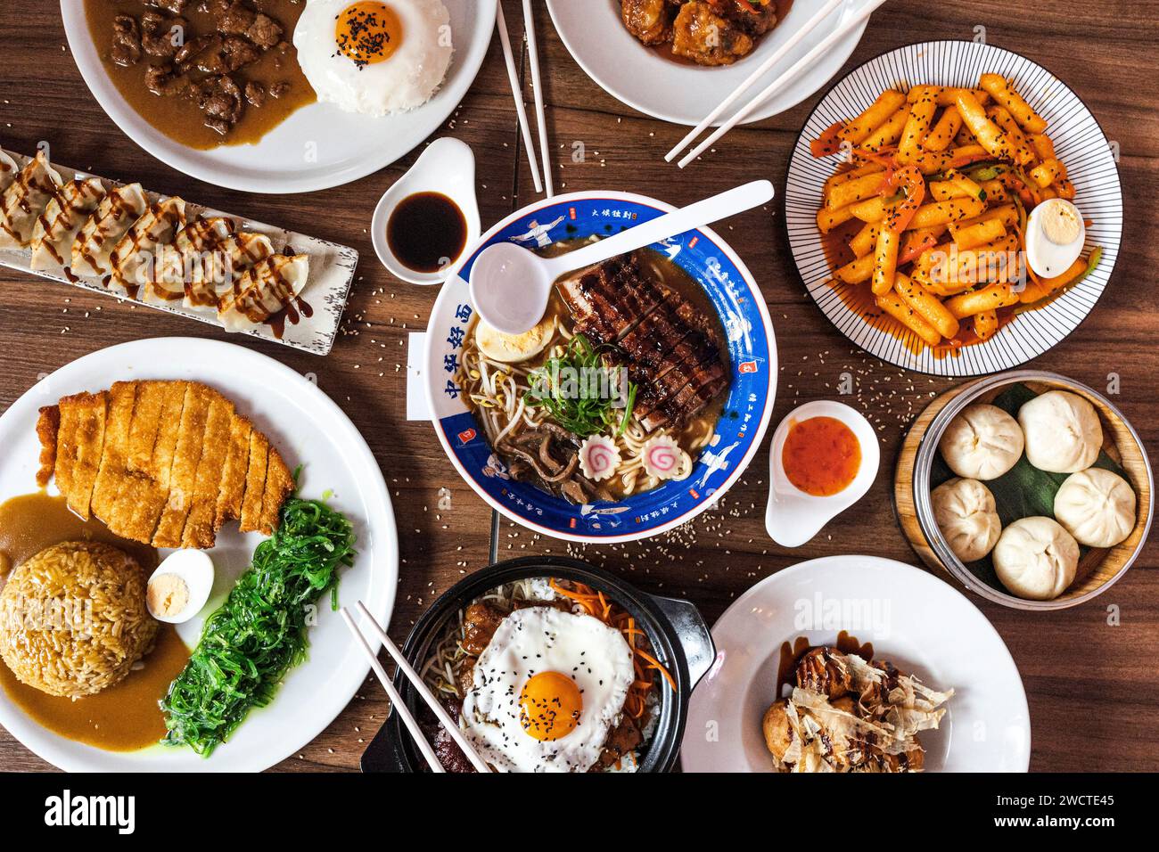 Asian Food Mixed Dishes Stock Photo - Alamy