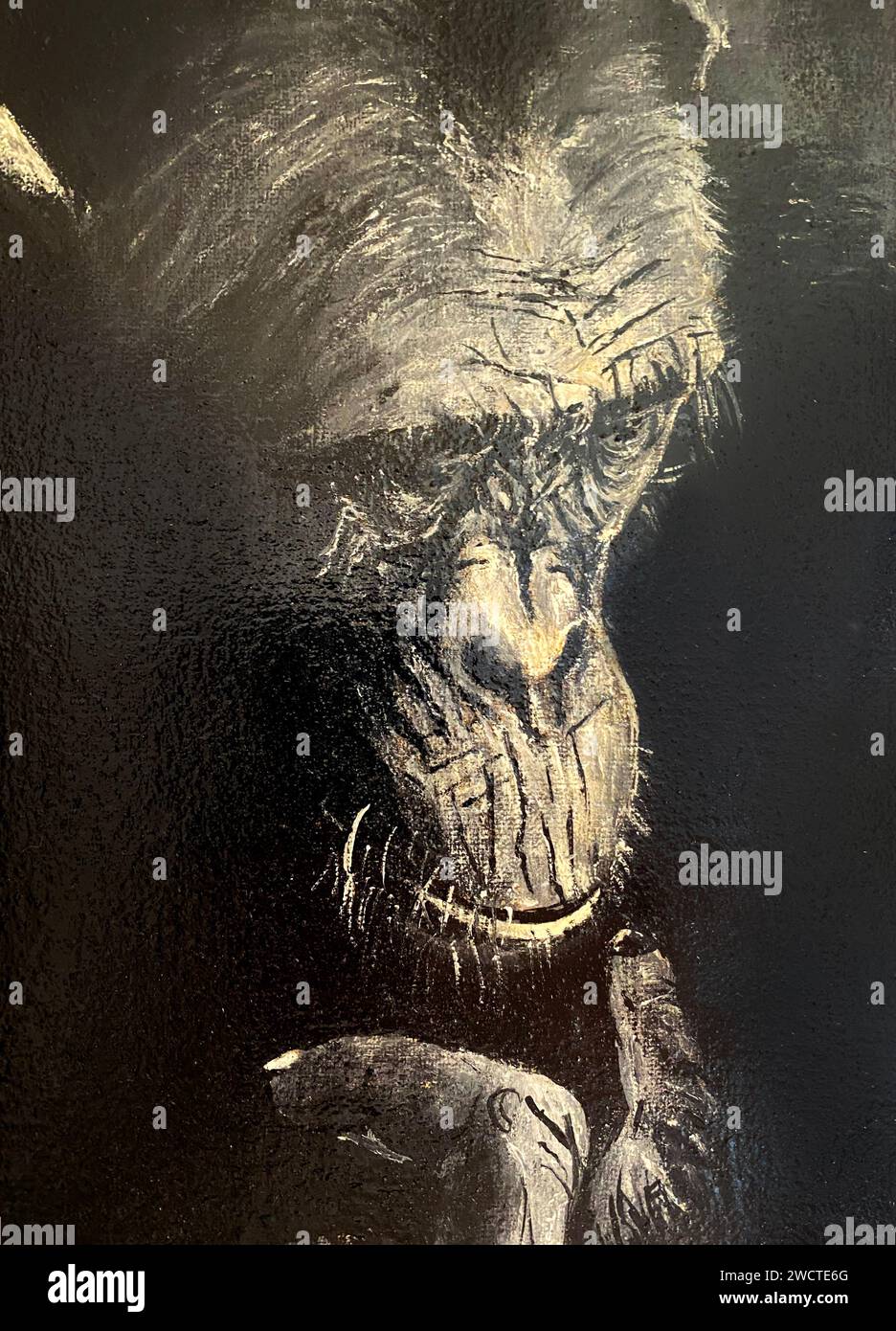 A still life oil painting abstract artwork featuring a monkey Stock ...