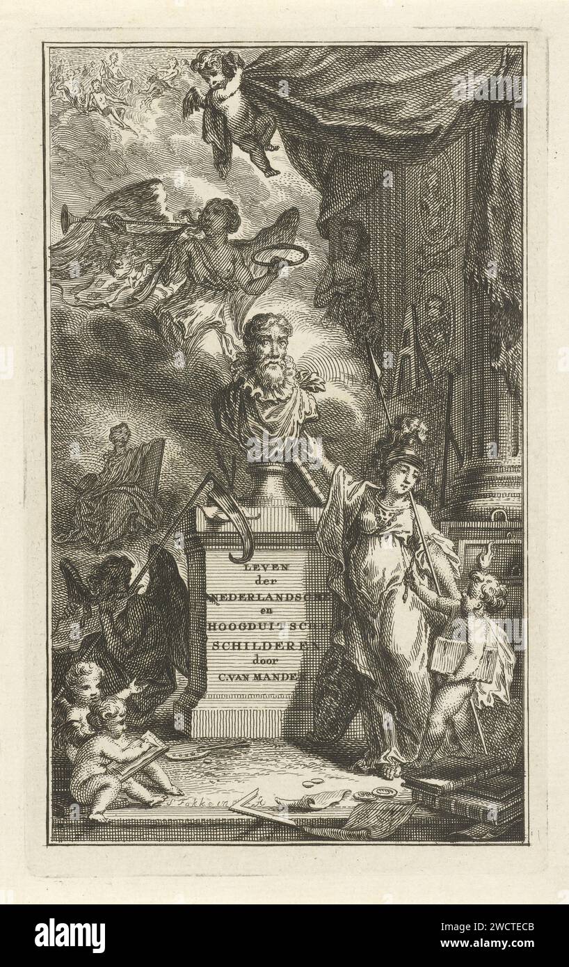 Portrait of Karel van Mander Oded by Putto, Simon Fokke, 1764 print The ...