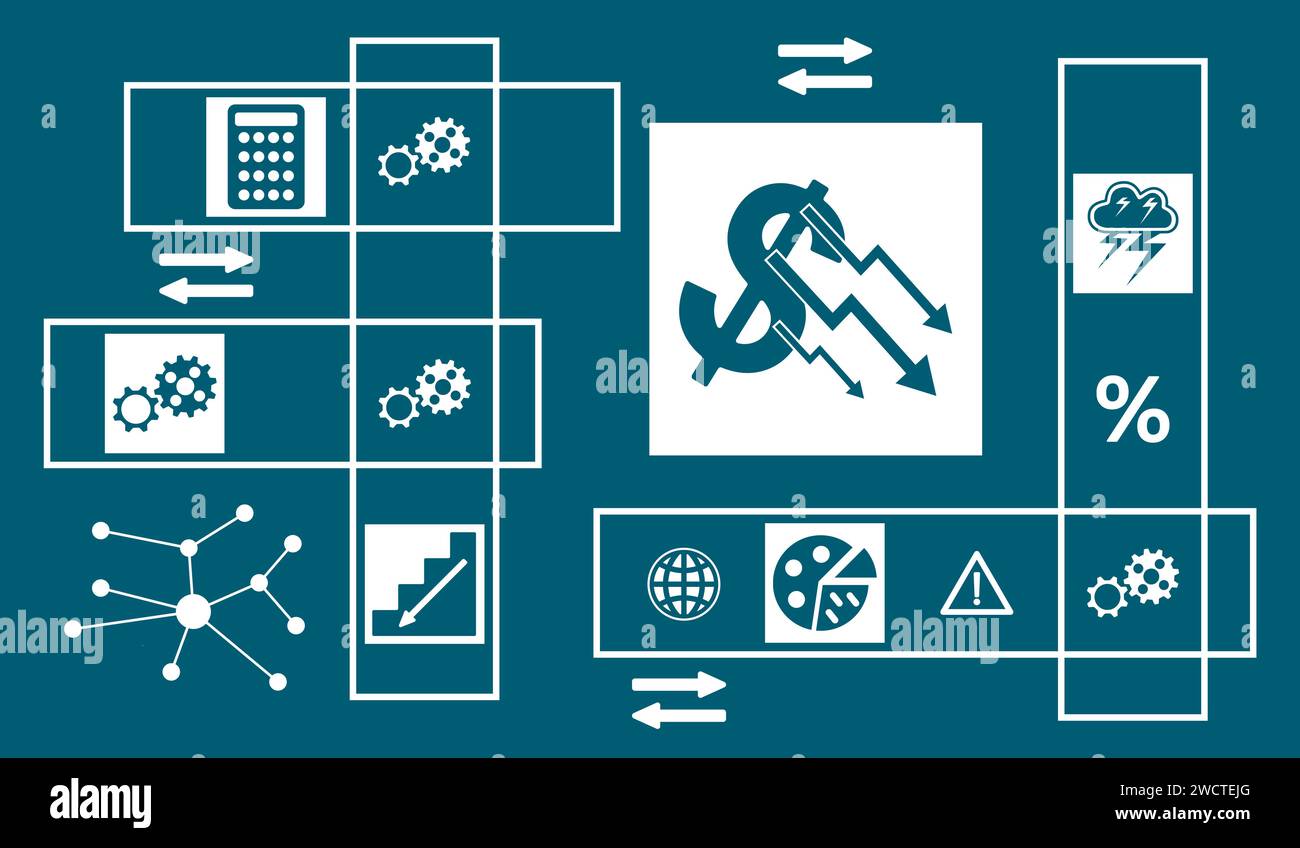 Concept of economic collapse with connected icons Stock Photo - Alamy
