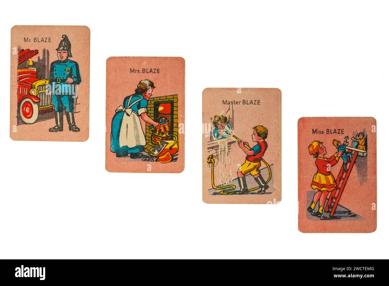 old retro Happy Families playing cards isolated on white background ...