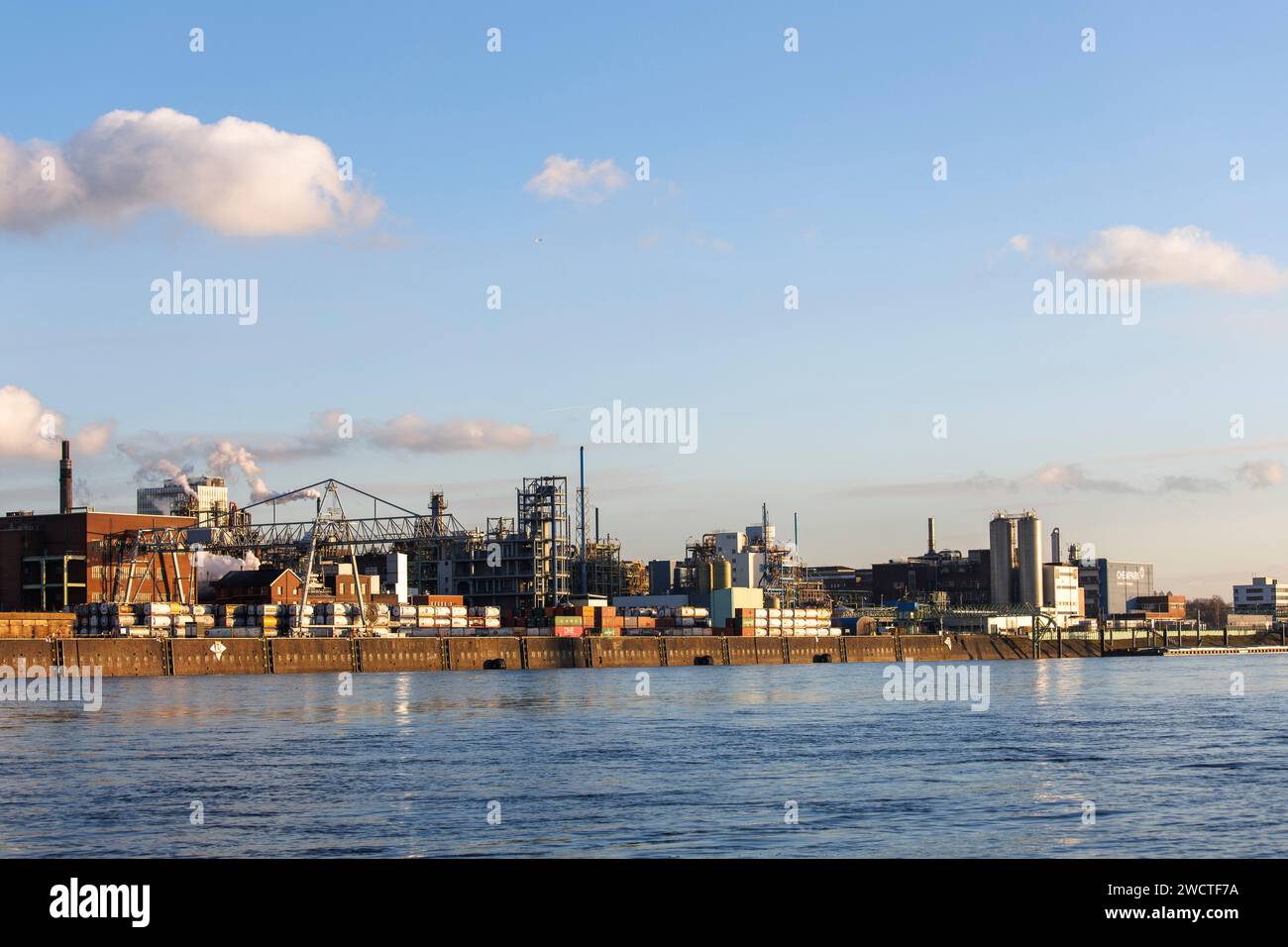 view over the Rhine to the Chempark, former known as the Bayerwerk ...