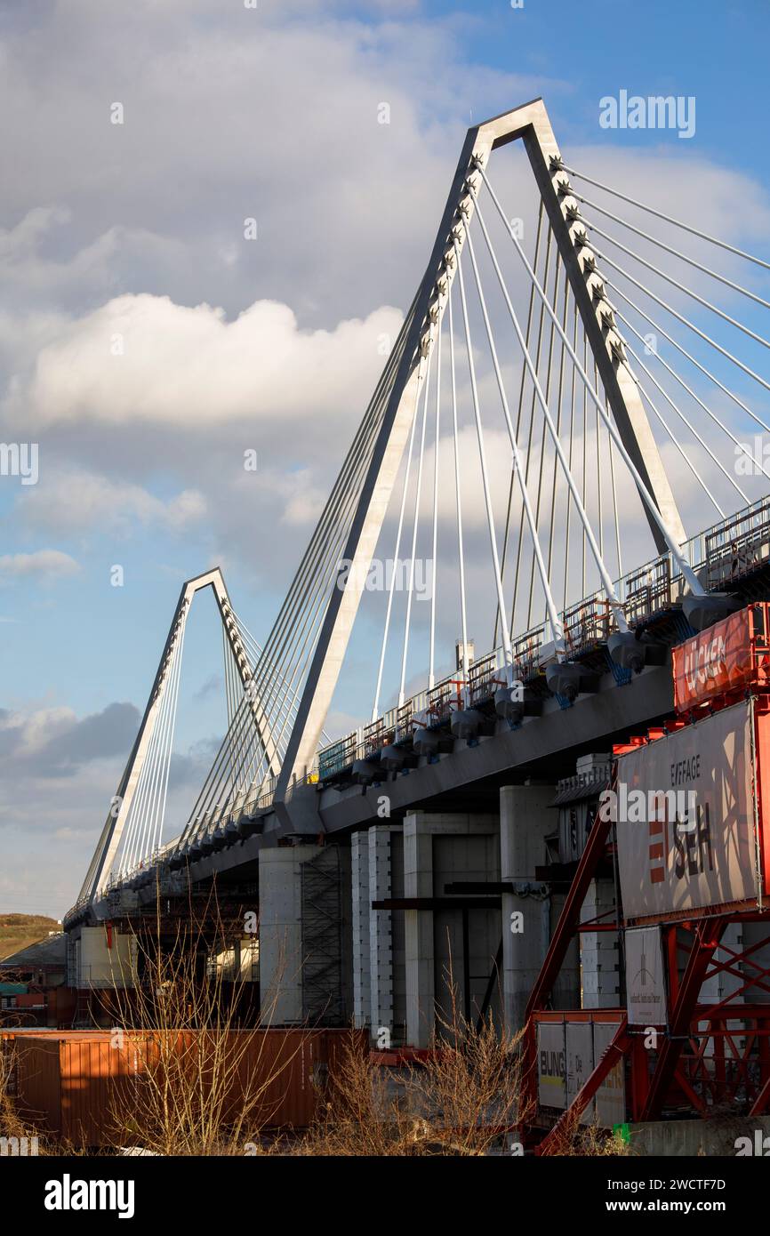 the almost completed first part of the new river Rhine bridge of the ...