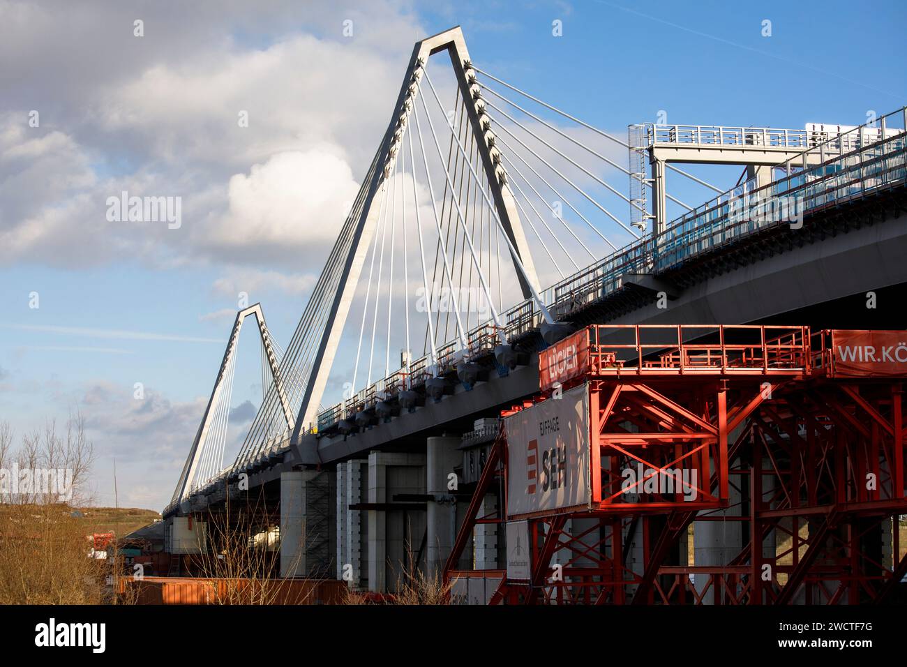 the almost completed first part of the new river Rhine bridge of the ...