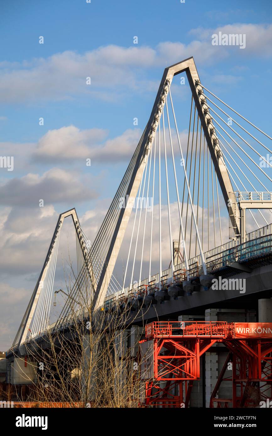 the almost completed first part of the new river Rhine bridge of the ...