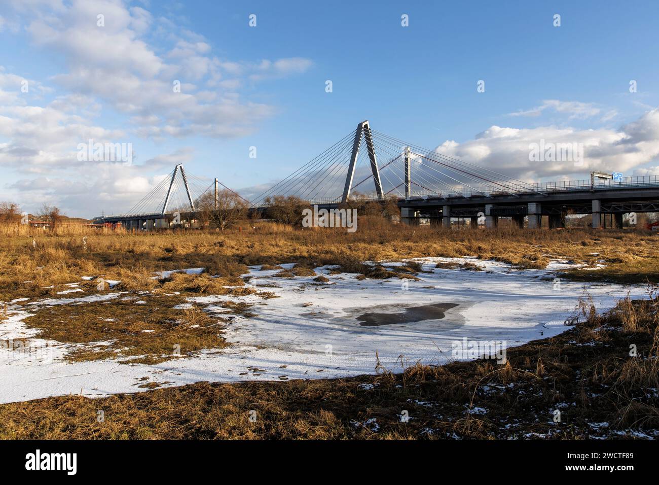 the almost completed first part of the new river Rhine bridge of the ...