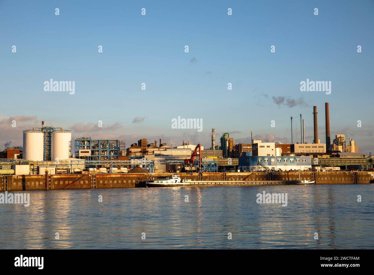 view over the Rhine to the Chempark, former known as the Bayerwerk ...