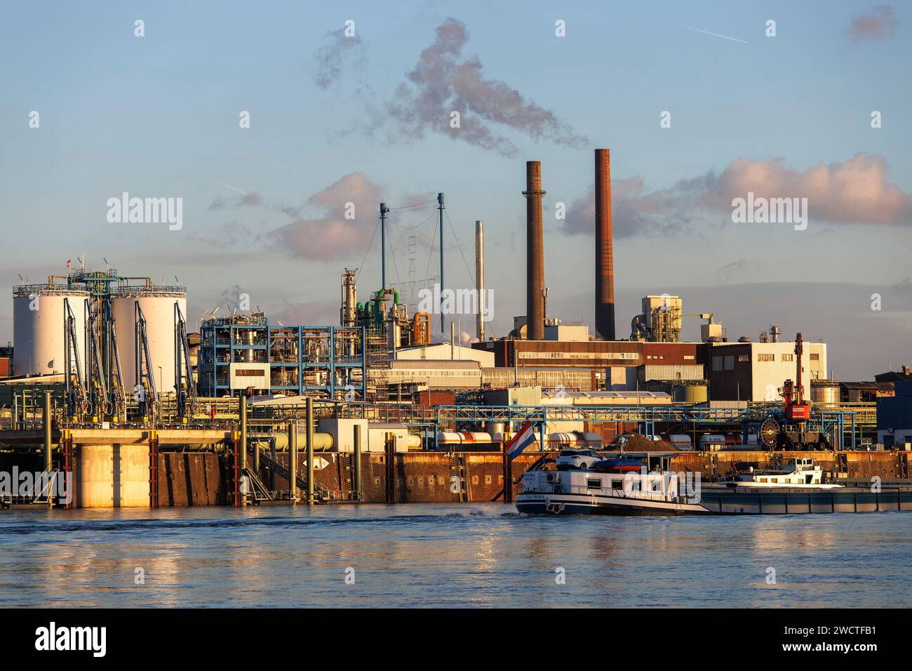 view over the Rhine to the Chempark, former known as the Bayerwerk ...