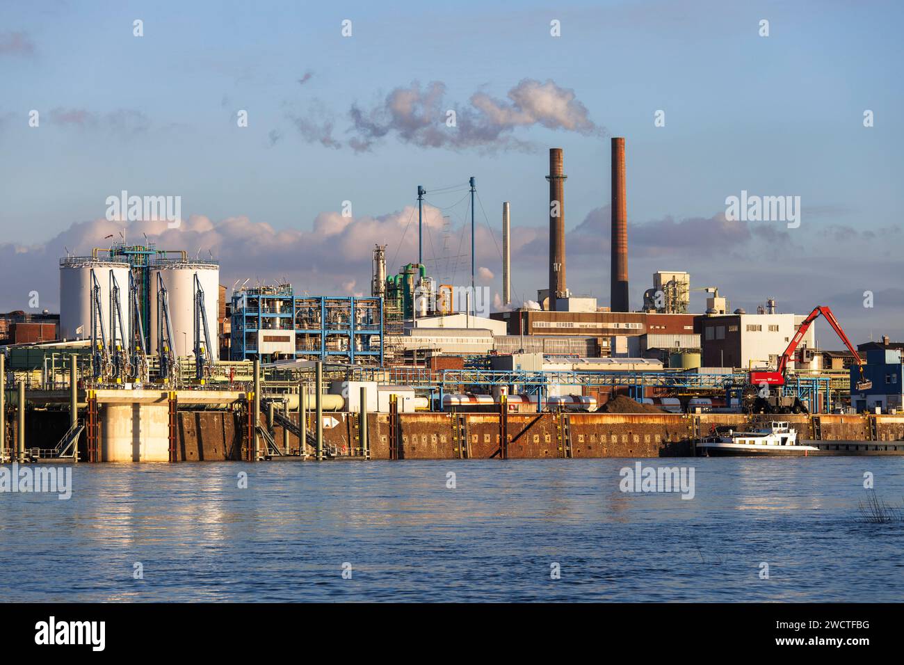 view over the Rhine to the Chempark, former known as the Bayerwerk ...
