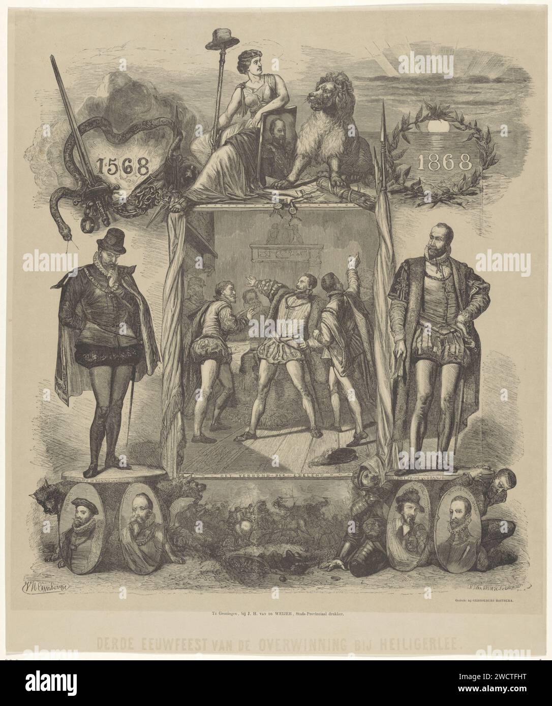 Memorial plaque in 300 years Battle of Heiligerlee, 1568-1868 ...