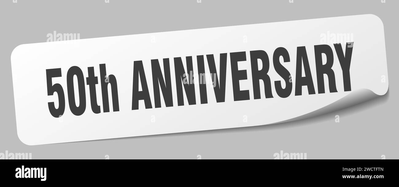 50th anniversary sticker. 50th anniversary rectangular label isolated ...