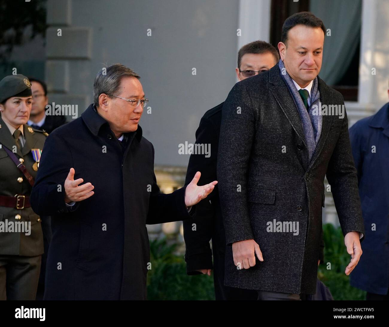 Taoiseach Leo Varadkar walks with Chinese premier Li Qiang, at ...