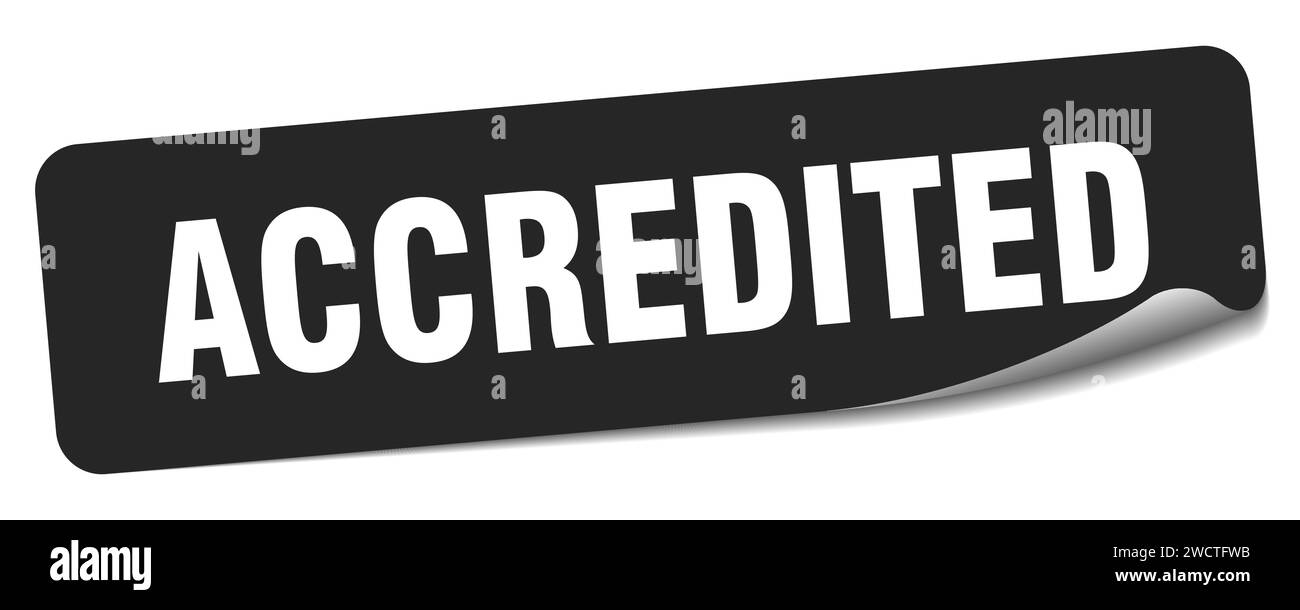 accredited sticker. accredited rectangular label isolated on white ...