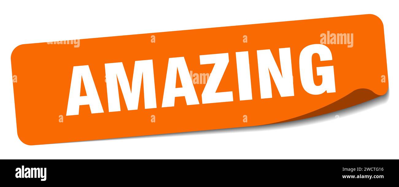 amazing sticker. amazing rectangular label isolated on white background ...