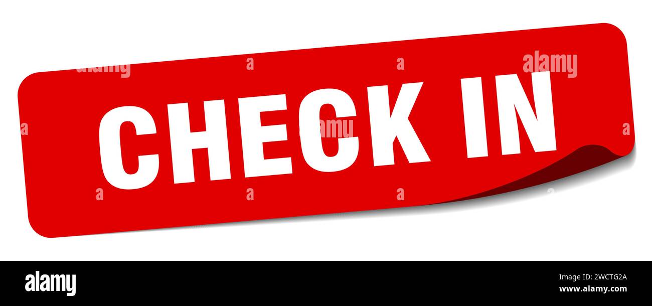 check in sticker. check in rectangular label isolated on white ...