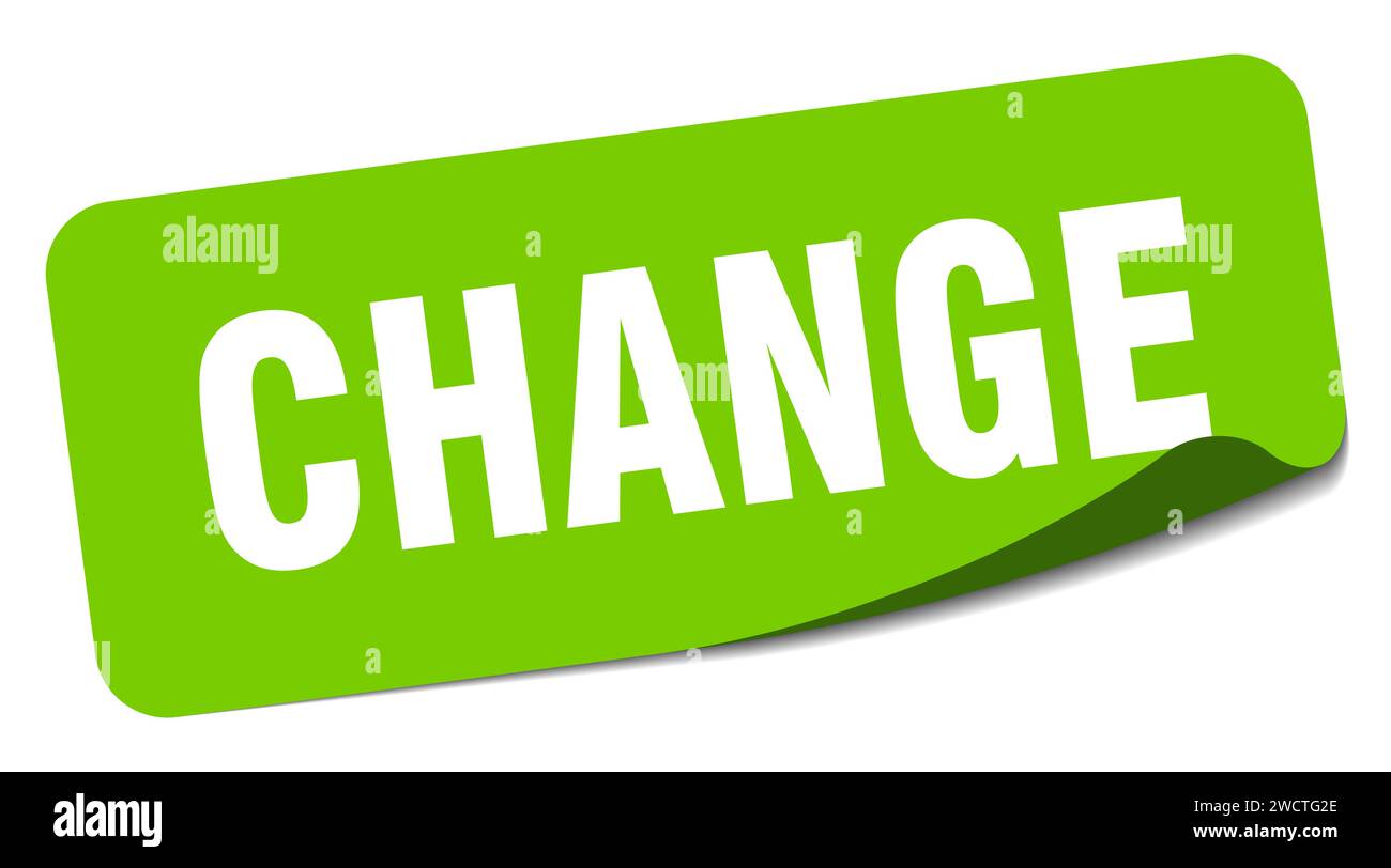 change sticker. change rectangular label isolated on white background ...