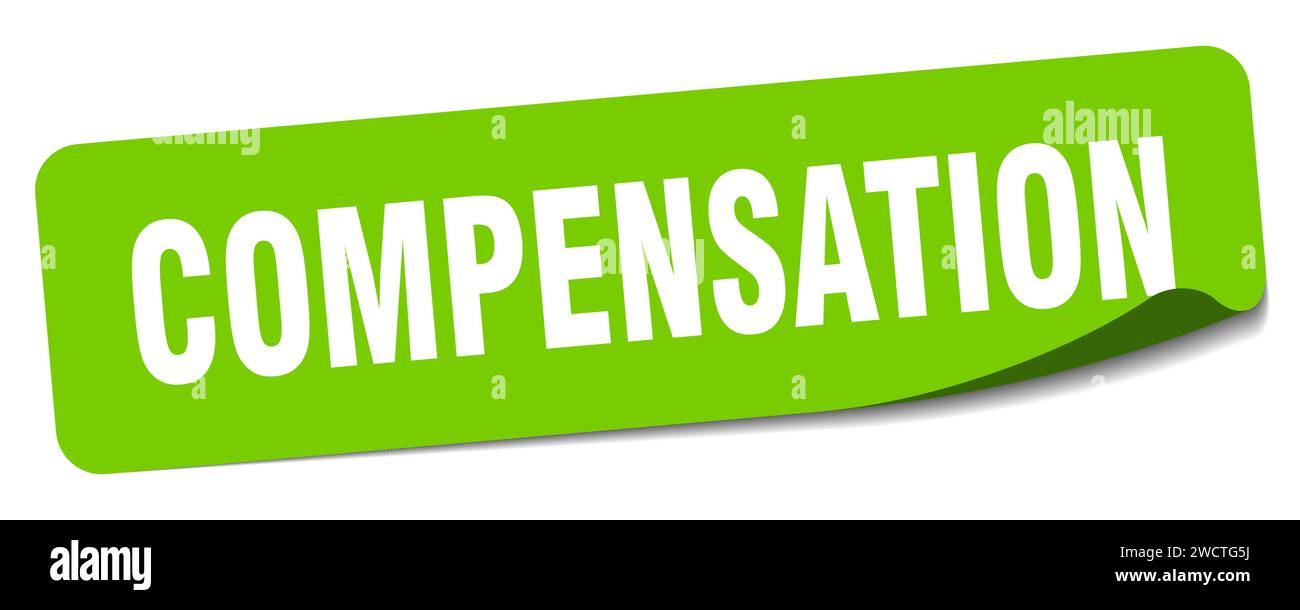 compensation sticker. compensation rectangular label isolated on white ...