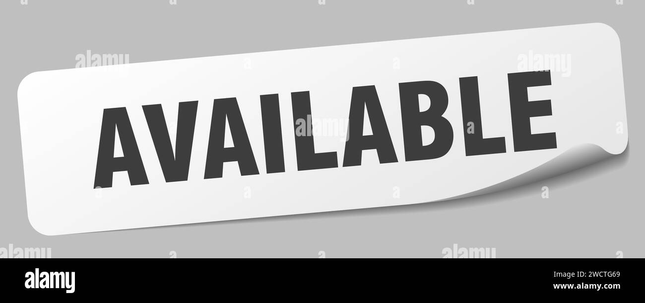 available sticker. available rectangular label isolated on white ...
