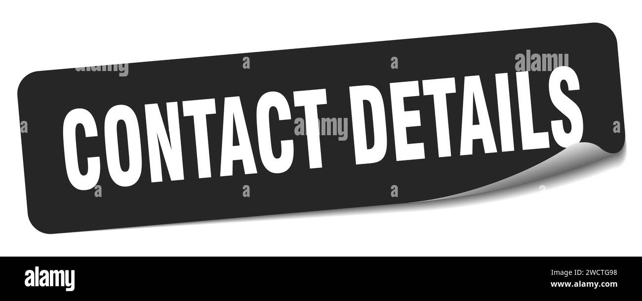 contact details sticker. contact details rectangular label isolated on ...