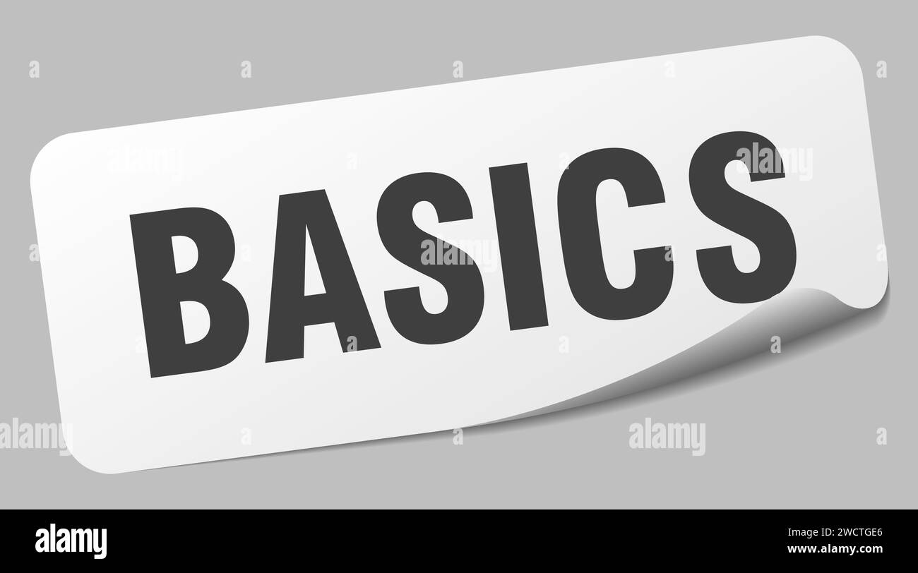 basics sticker. basics rectangular label isolated on white background ...
