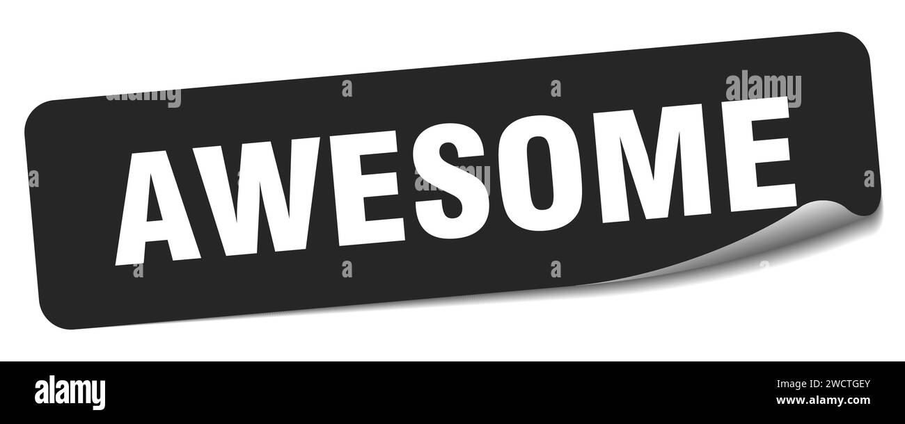 awesome sticker. awesome rectangular label isolated on white background ...