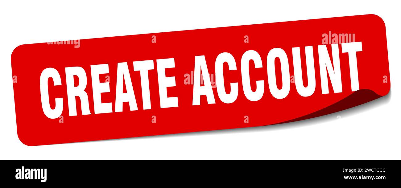 create account sticker. create account rectangular label isolated on ...
