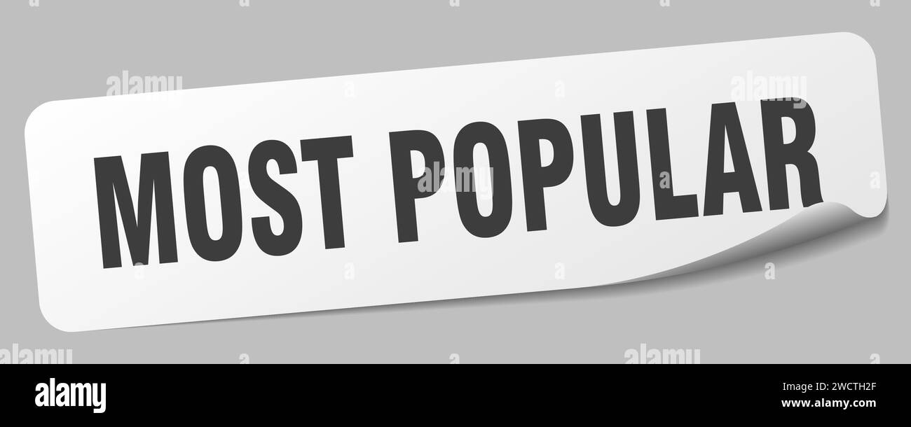 most popular sticker. most popular rectangular label isolated on white ...