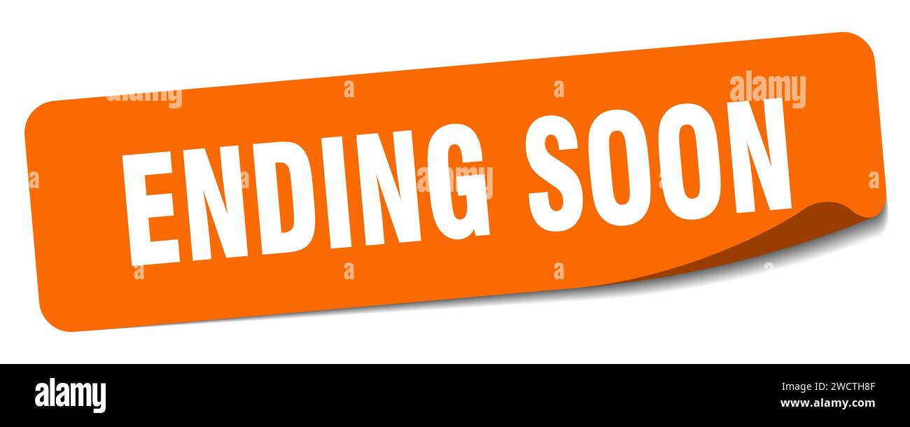 ending soon sticker. ending soon rectangular label isolated on white ...