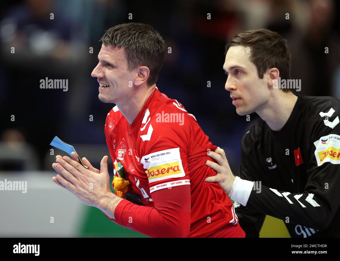 Nikola Portner #16 of Switzerland mit Andre Schmid #2 of Switzerland ...