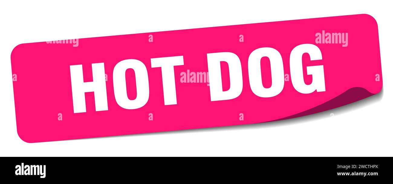 hot dog sticker. hot dog rectangular label isolated on white background ...