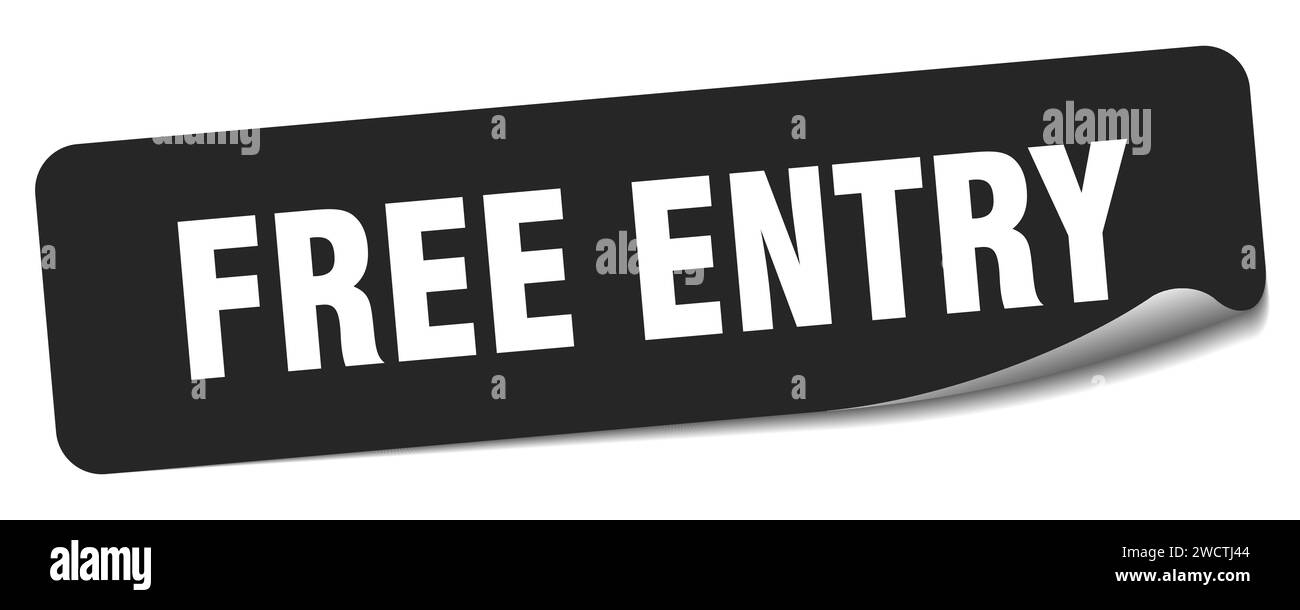 free entry sticker. free entry rectangular label isolated on white ...