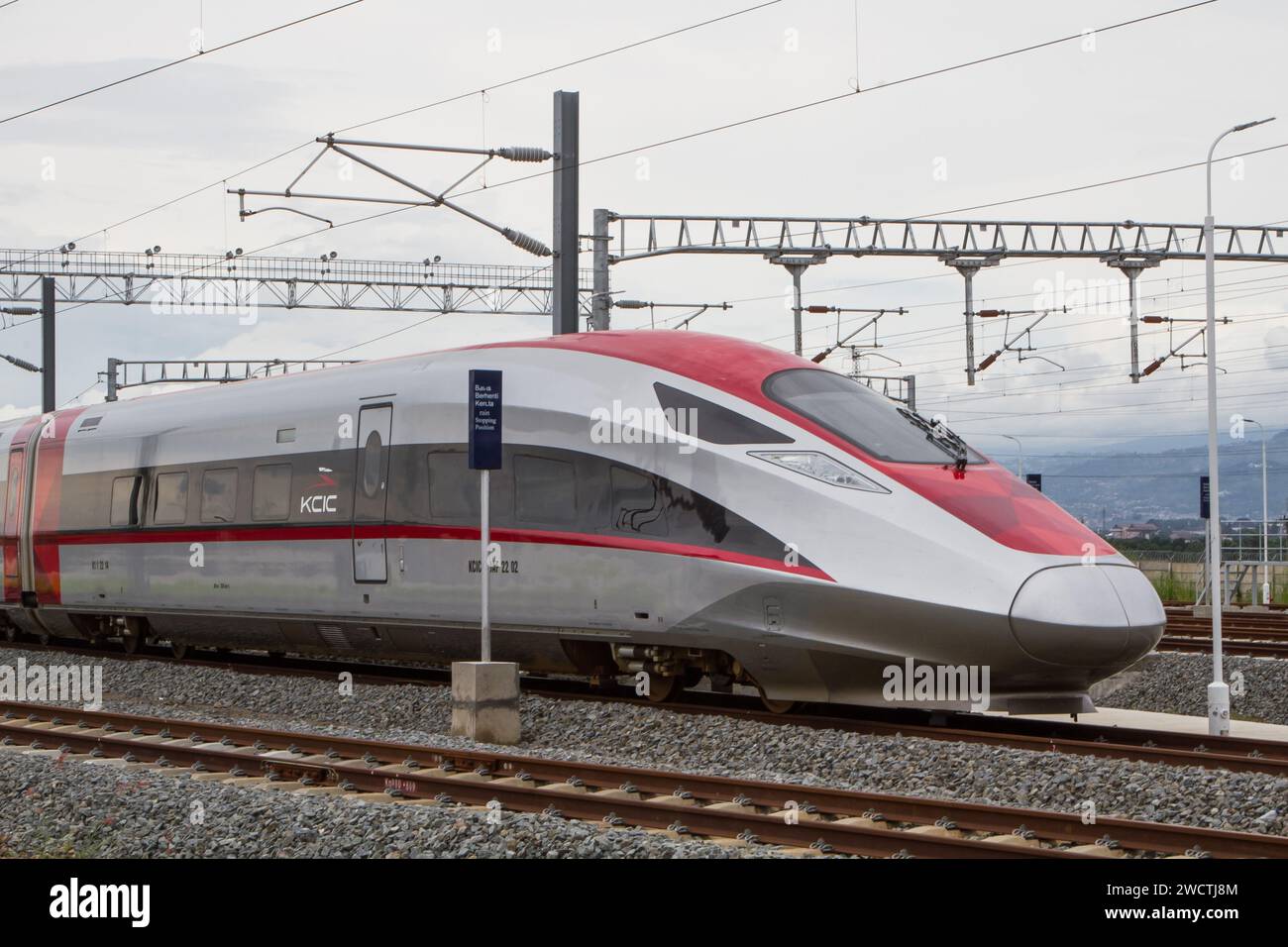 Electric Multiple Unit (EMU) train arrives at Tegalluar High Speed ...