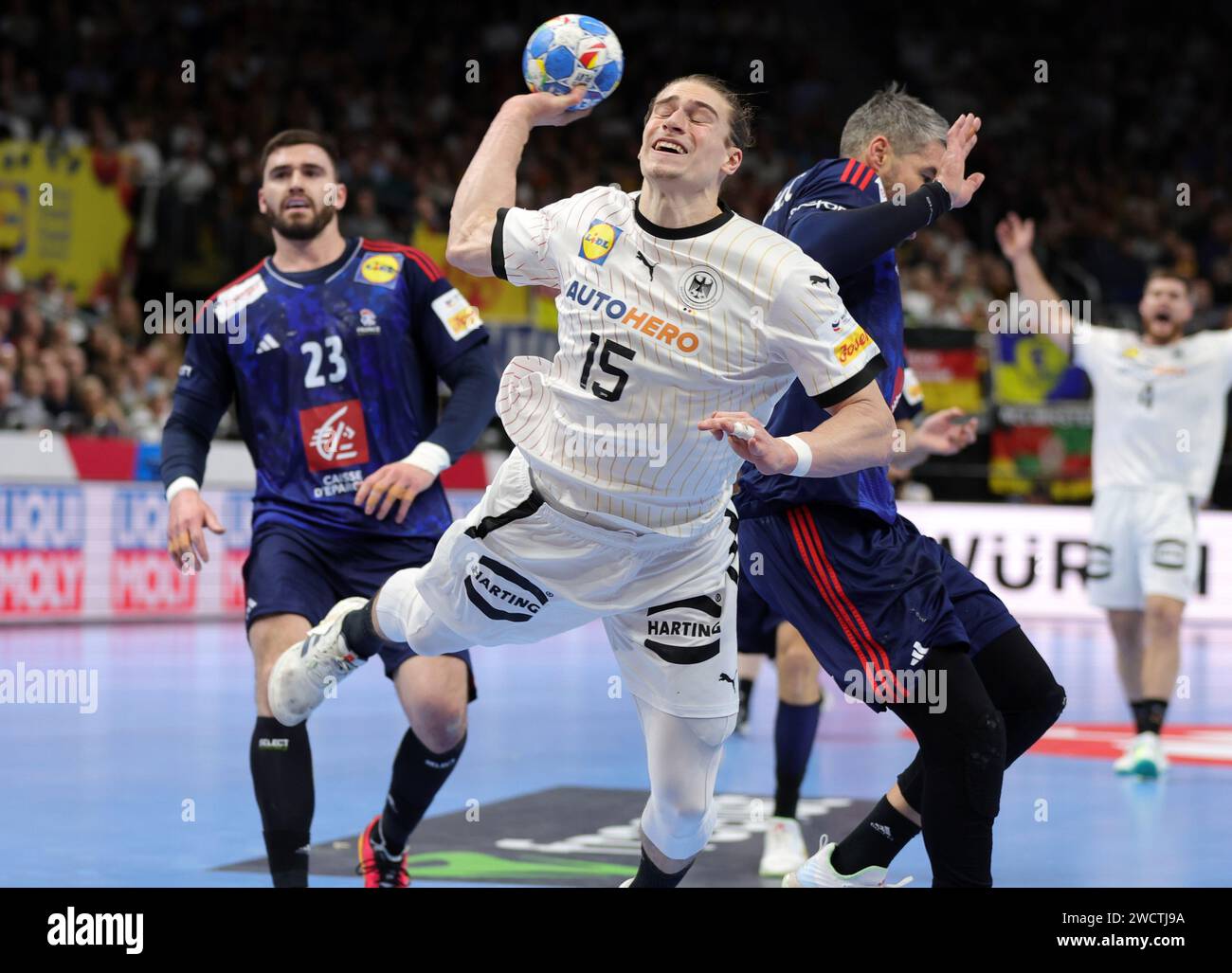 Juri Knorr of Germany France vs Germany EHF Mens Handball EURO 2024 ...