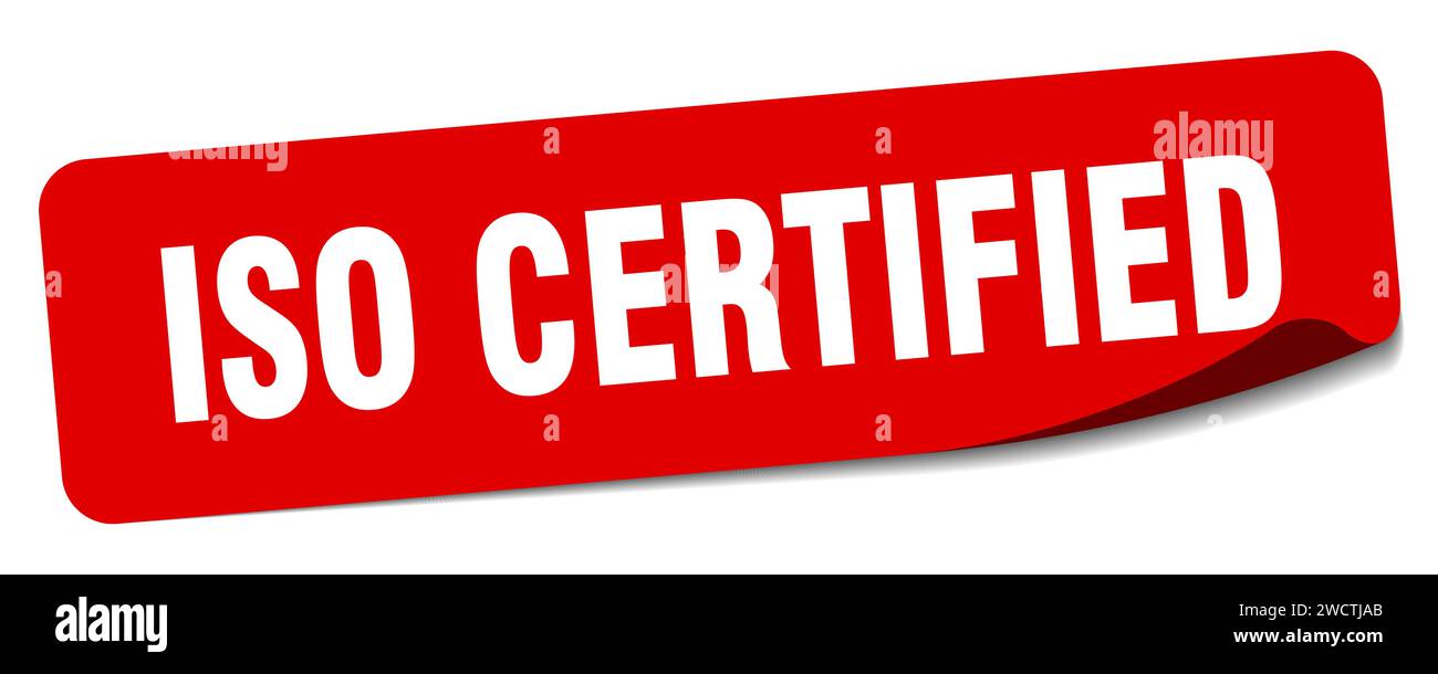 iso certified sticker. iso certified rectangular label isolated on ...