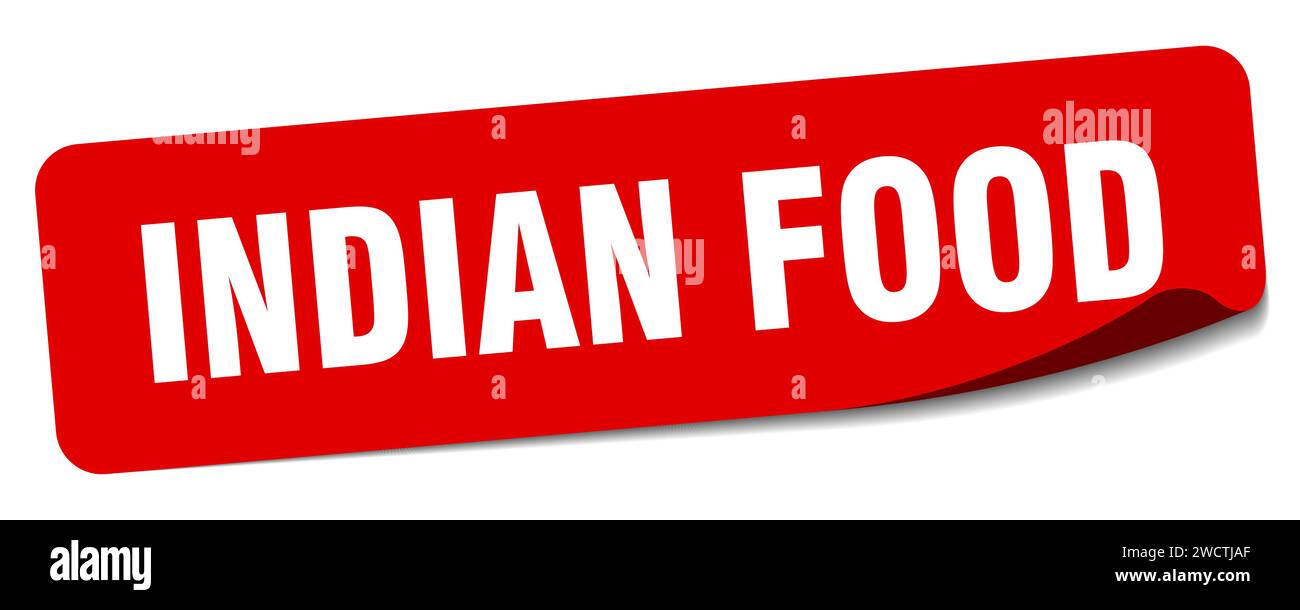 indian food sticker. indian food rectangular label isolated on white ...