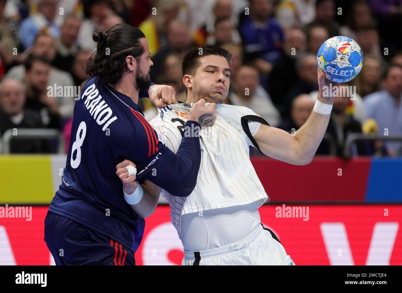 Renars Uscins #23 of Germany, Elohim Prandi #8 of France France vs ...