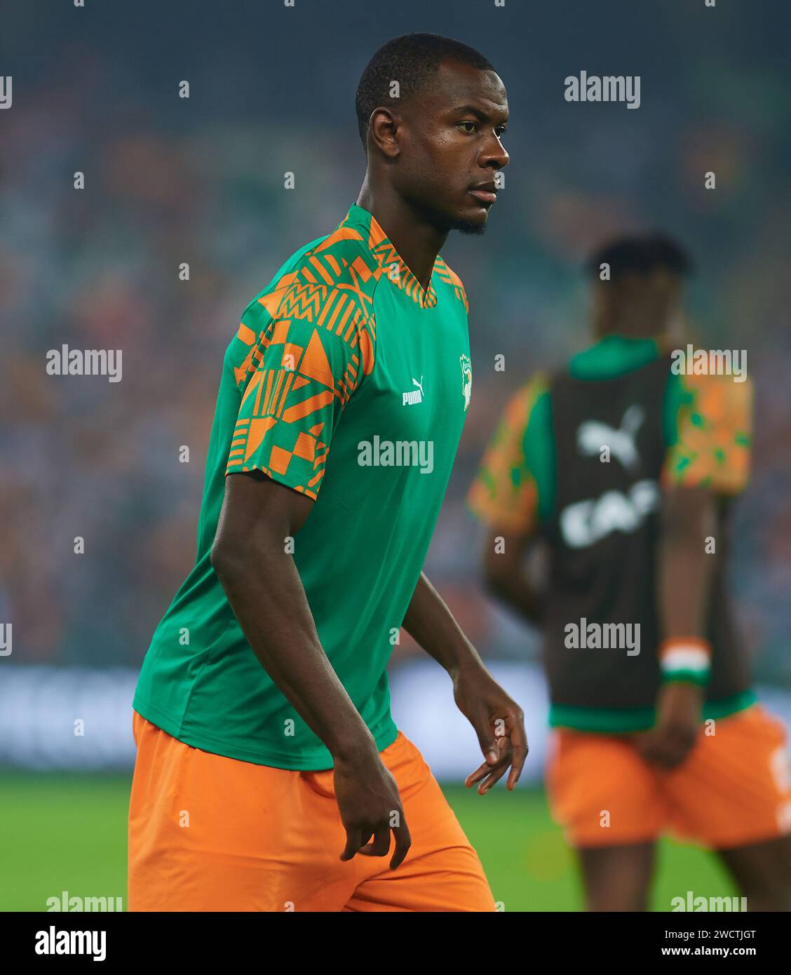 Evan Ndicka in pre-match training during the first match of the 2023 ...