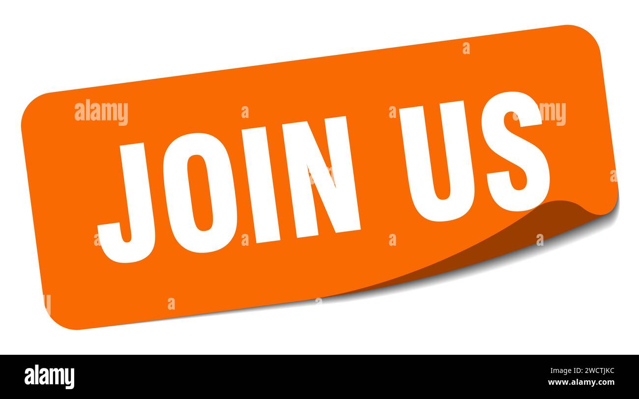 join us sticker. join us rectangular label isolated on white background ...