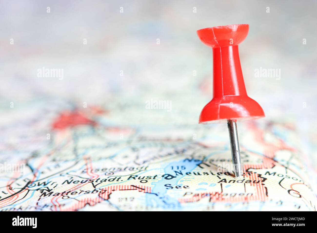 Andau, Austria pin on map Stock Photo - Alamy