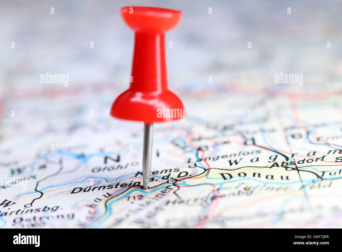 Durnstein, Austria pin on map Stock Photo - Alamy