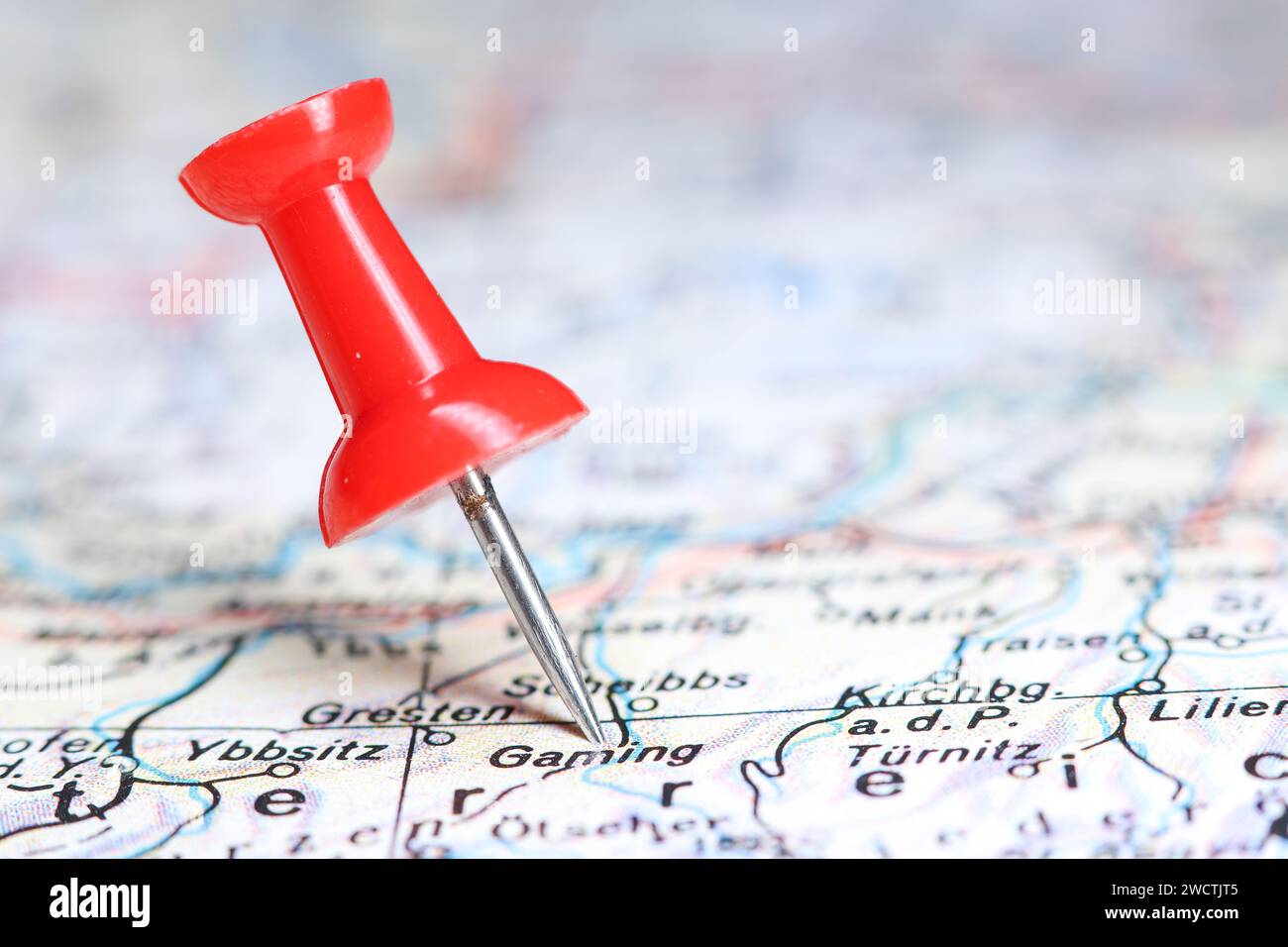 Gaming, Austria pin on map Stock Photo - Alamy