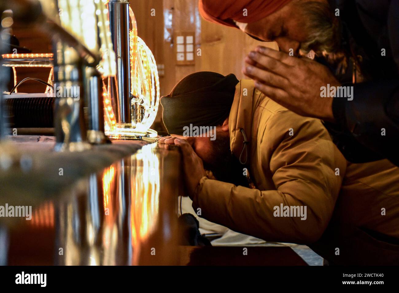 Srinagar, India. 17th Jan, 2024. Sikh devotees pray on the occasion of the 357th birth ...