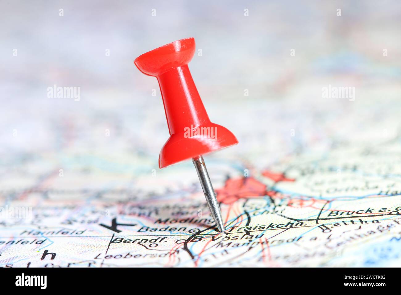Traiskirchen, Austria pin on map Stock Photo - Alamy