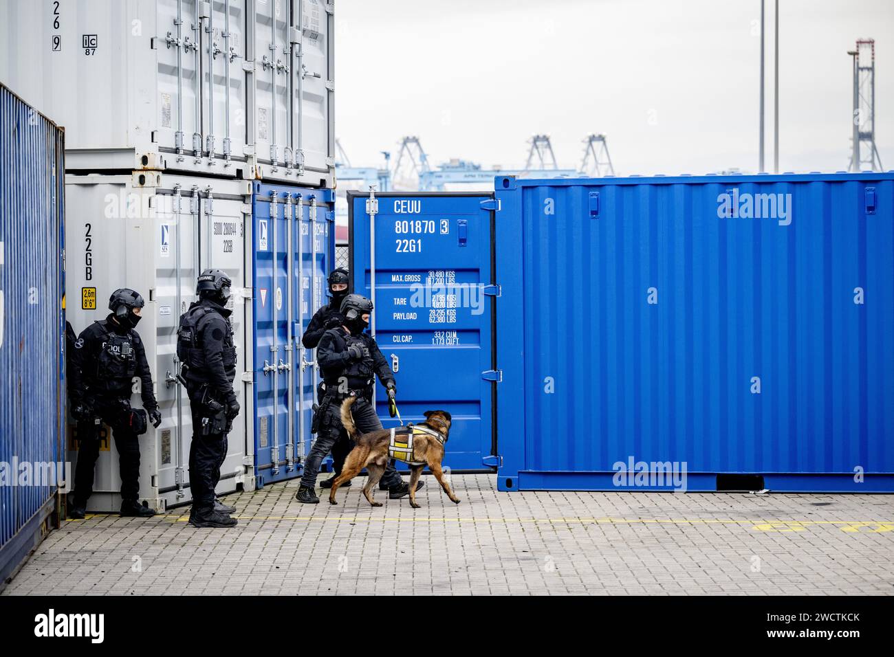 ROTTERDAM - A special team during a demonstration of Customs' working ...