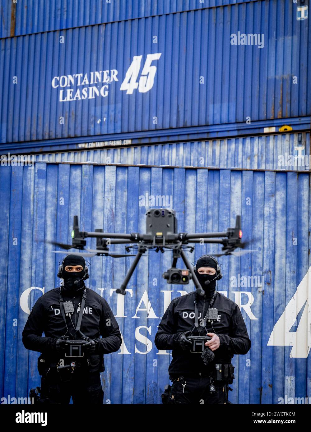 ROTTERDAM - A special team with a drone during a demonstration of ...