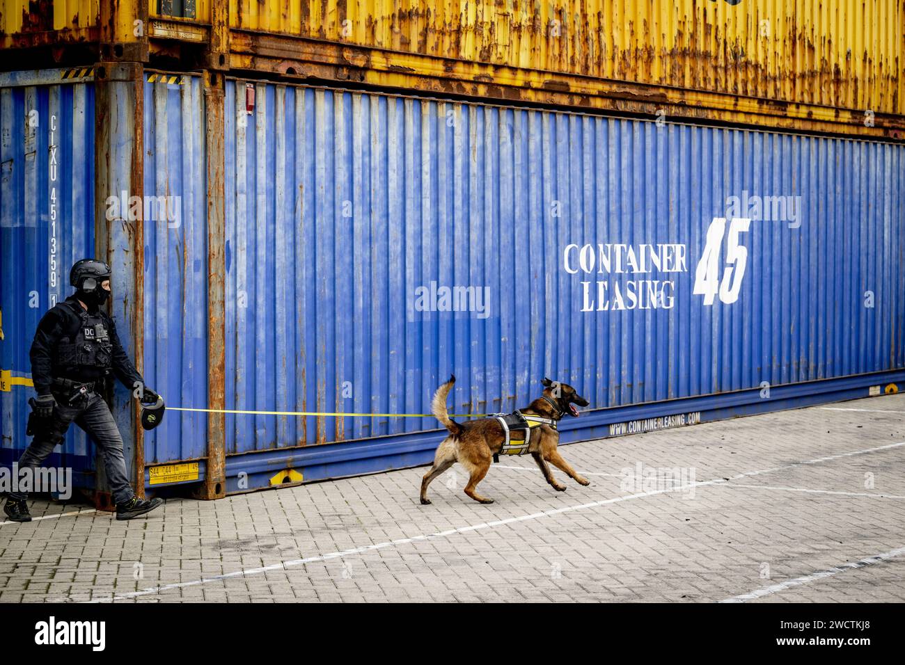 ROTTERDAM - A special team during a demonstration of Customs' working ...